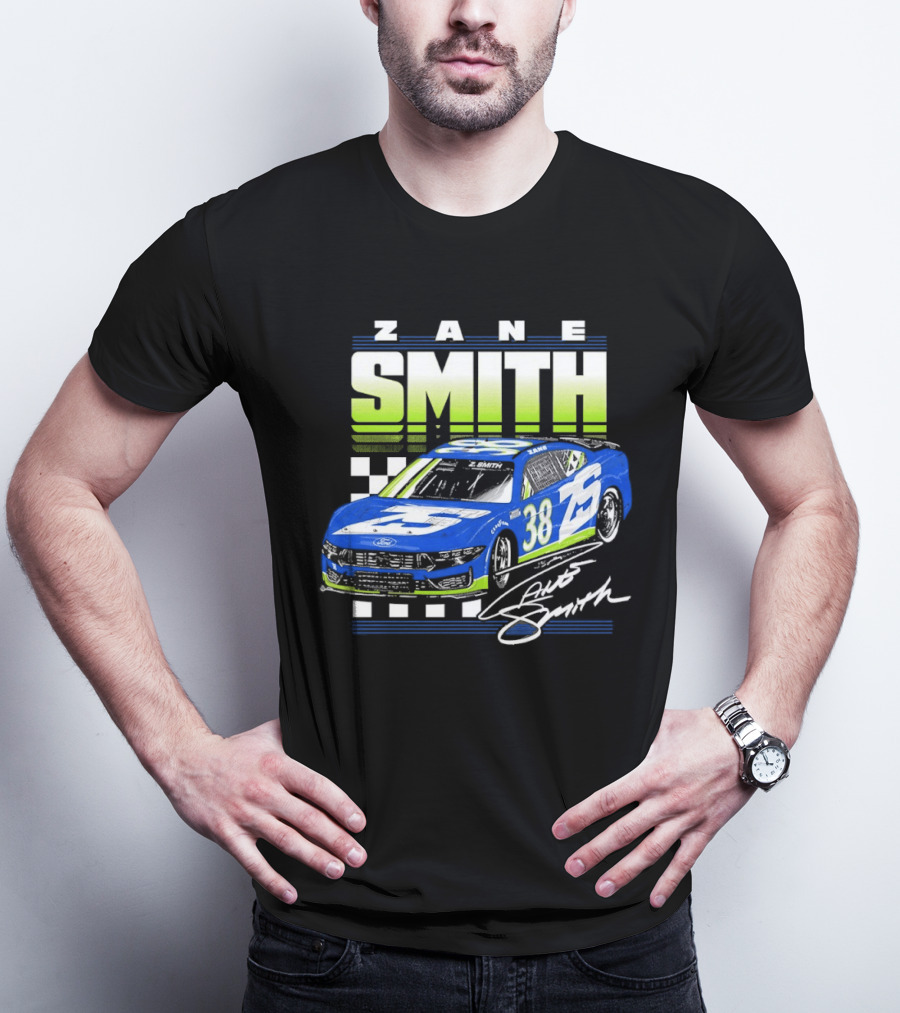 Zane Smith 38 Ford Mustang Dark Horse Front Row Motorsports Racing Car T-Shirt