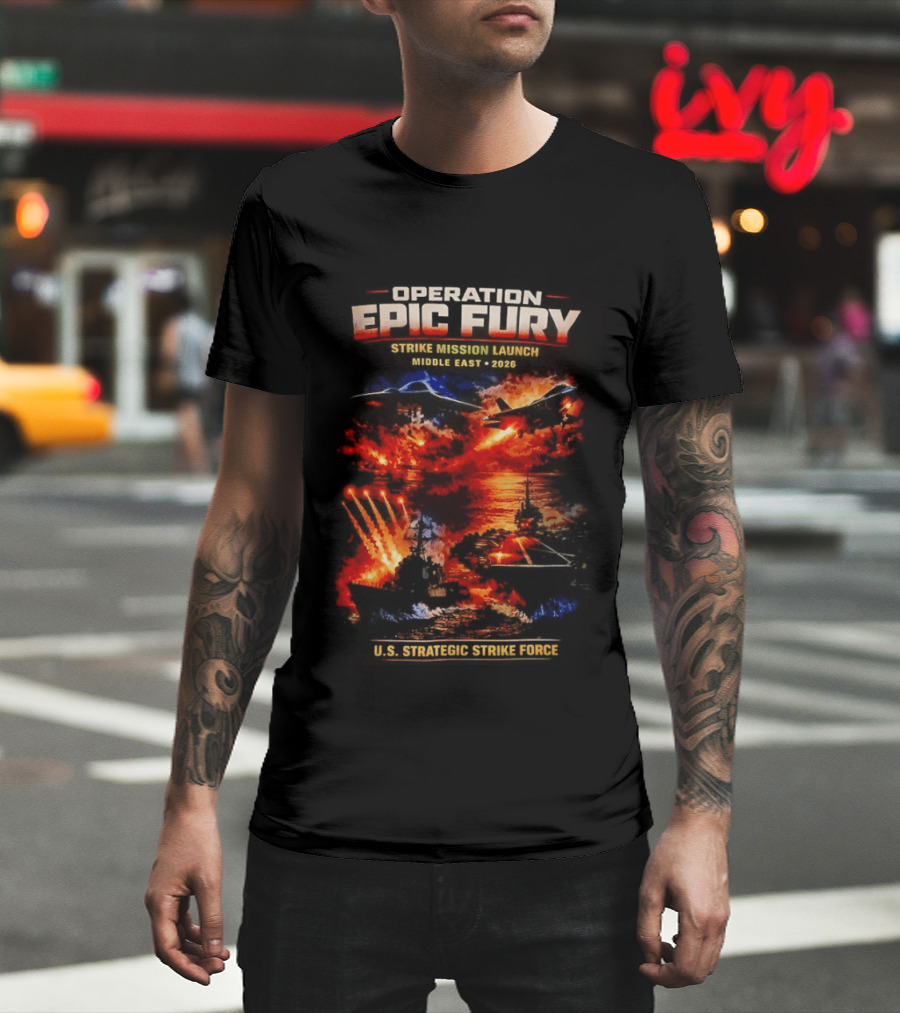 Operation Epic Fury Mission Launch Middle East 2026 Strategic Strike Force T-Shirt