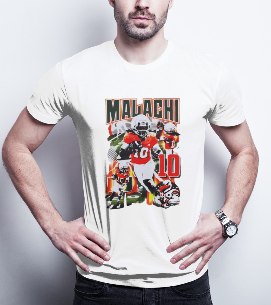 Malachi 10 Miami Hurricanes Football Player Action Collage T-Shirt