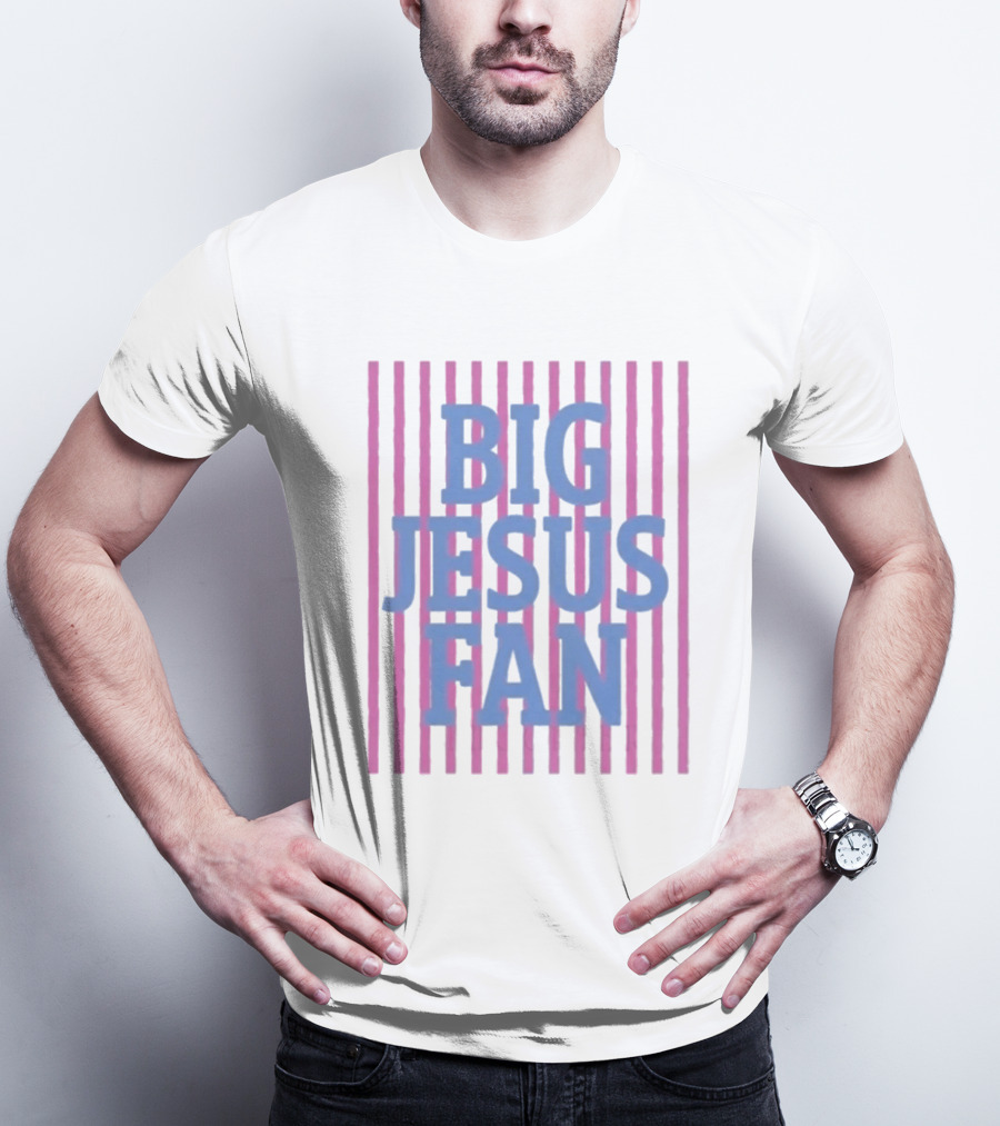 Big Jesus Fan Striped Preppy Christian T-Shirt