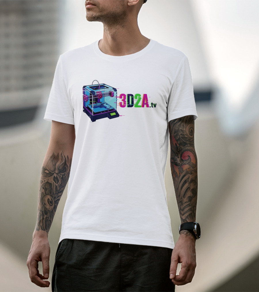 3DZA TV 3D Printer Neon Glitch Aesthetic T-Shirt