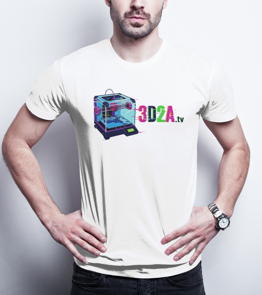 3DZA TV 3D Printer Neon Glitch Aesthetic T-Shirt
