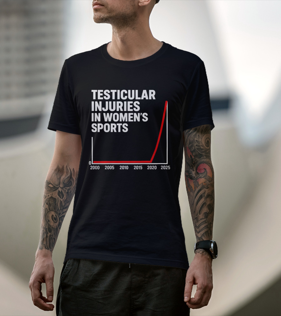 Testicular Injuries In Women's Sports Satirical Chart 2000 2025 Trend Analysis T-Shirt