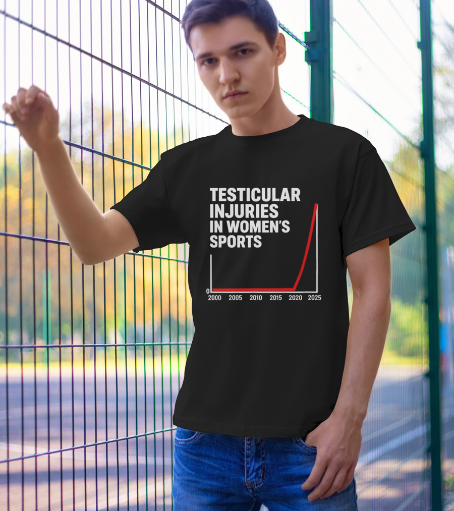 Testicular Injuries In Women's Sports Satirical Chart 2000 2025 Trend Analysis T-Shirt