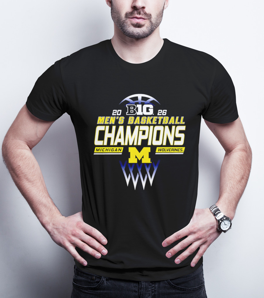 Big Ten 2026 Michigan Wolverines Men's Basketball Champions T-Shirt