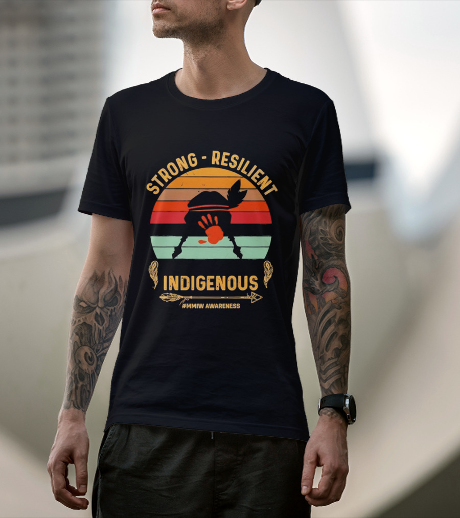 Strong Resilient Indigenous Awareness Handprint Sunset T-Shirt