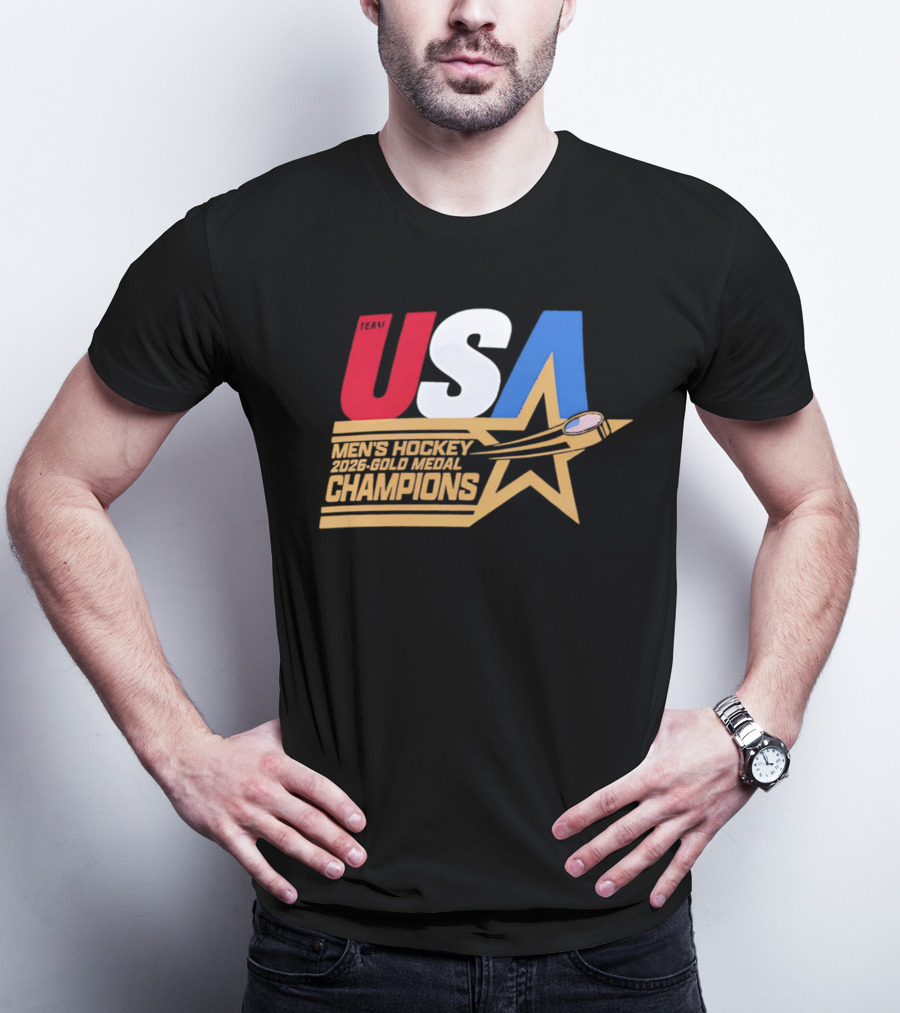 USA Men's Hockey 2026 Gold Medal Champions Star T-Shirt