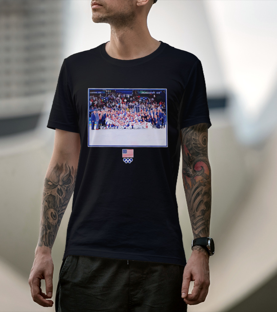 US Men's Olympic Hockey Team Cortina Milano Winter Games Victory T-Shirt