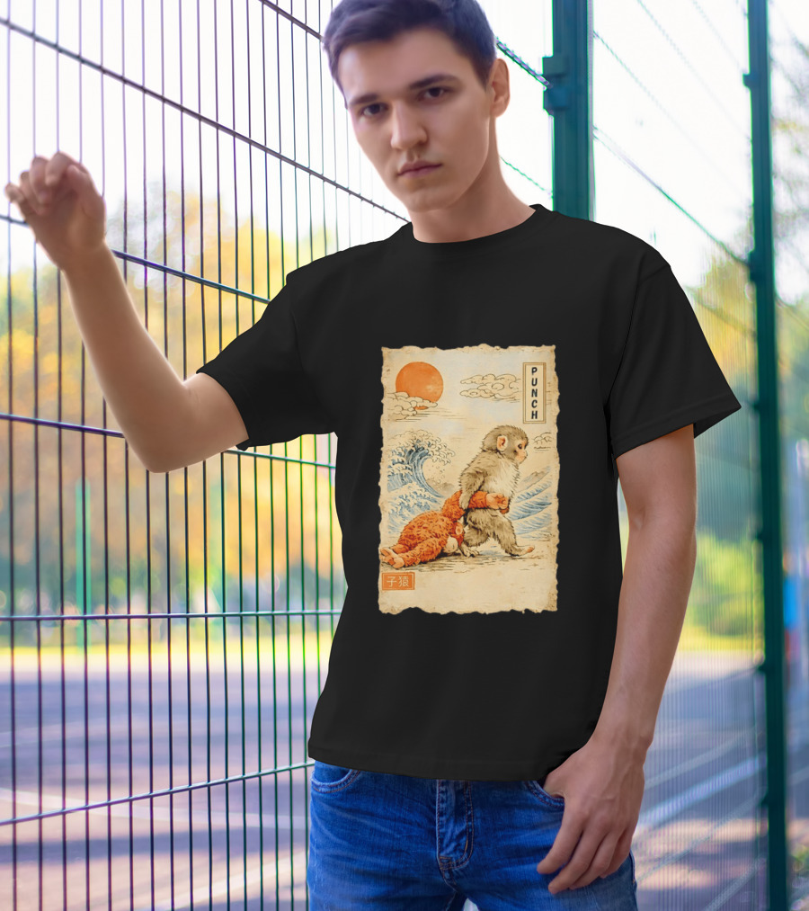 Punch Monkey Ukiyo E Wave Sun Kanji T-Shirt