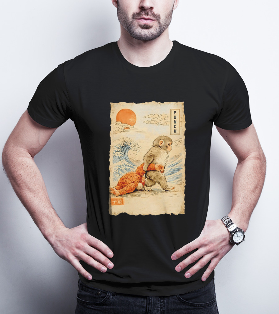 Punch Monkey Ukiyo E Wave Sun Kanji T-Shirt