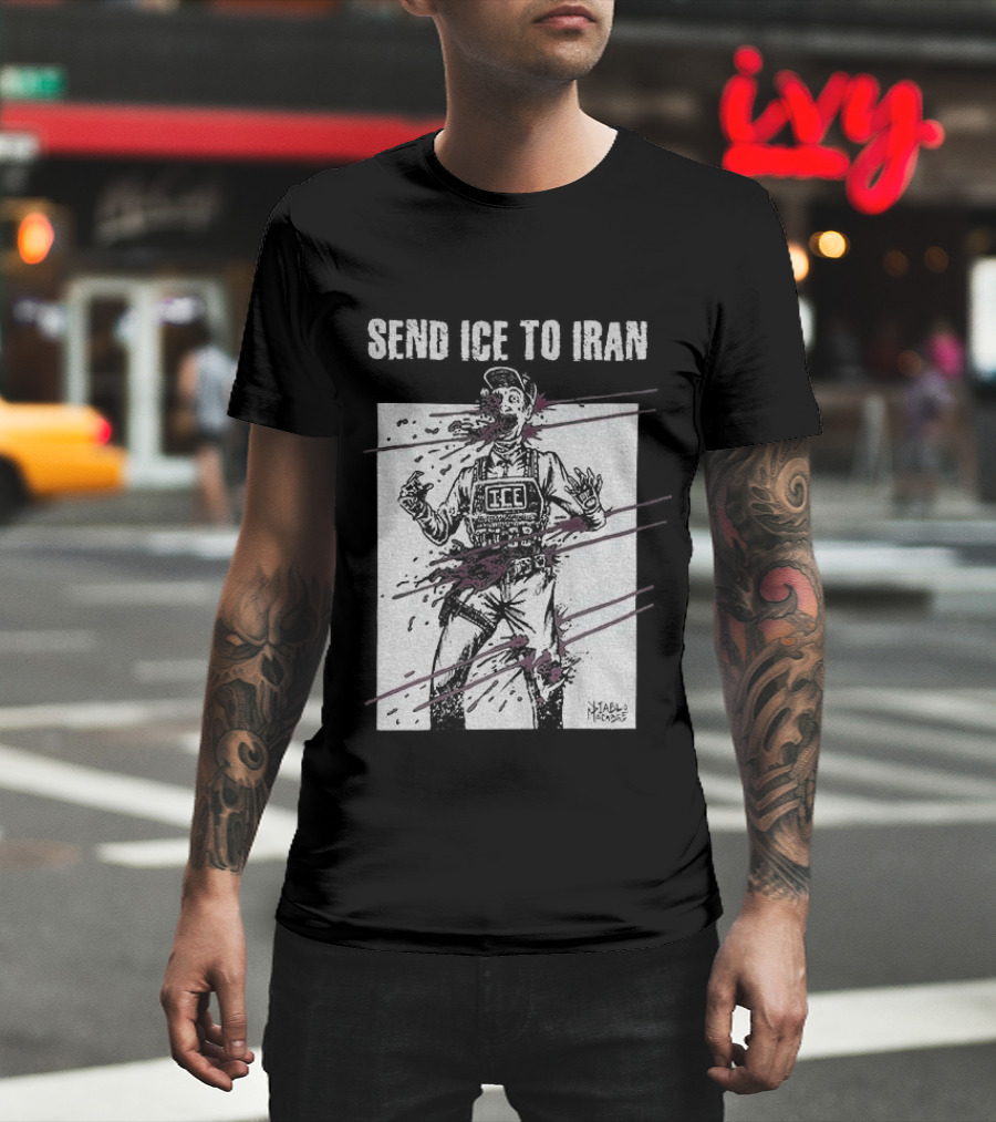 Send Ice To Iran Pink Paint Streaks T-Shirt