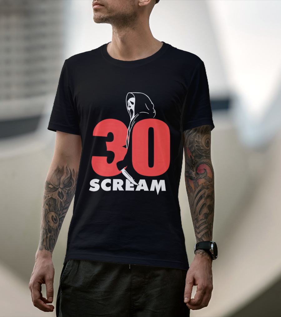 30 Scream Ghost Mask Scythe T-Shirt