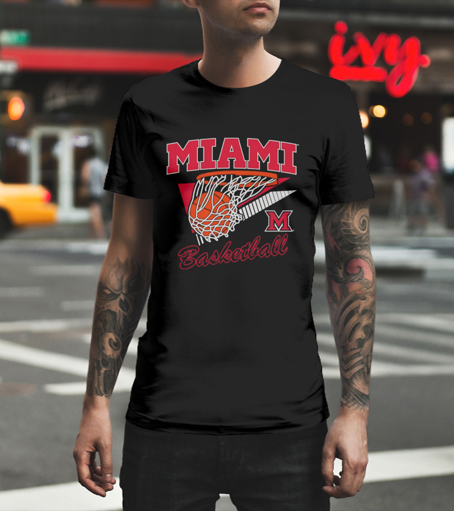 Miami Redhawks Basketball Action Hoop And Net Swish T-Shirt