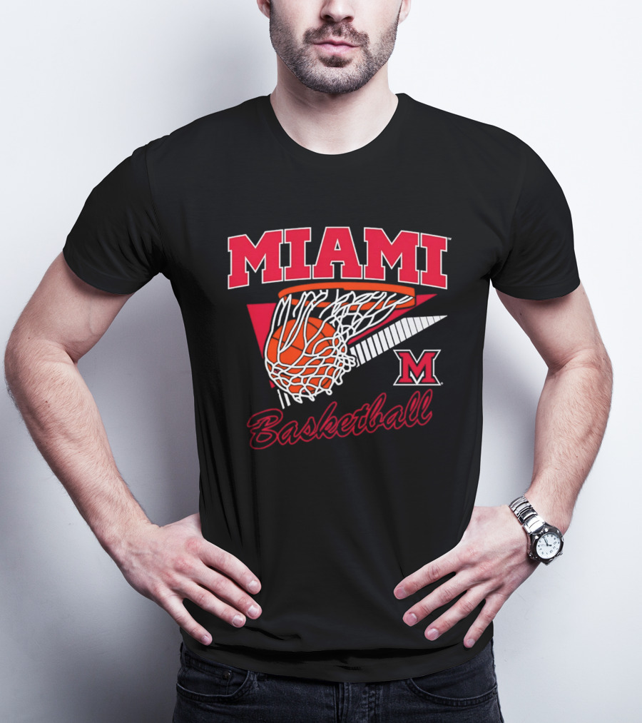 Miami Redhawks Basketball Action Hoop And Net Swish T-Shirt