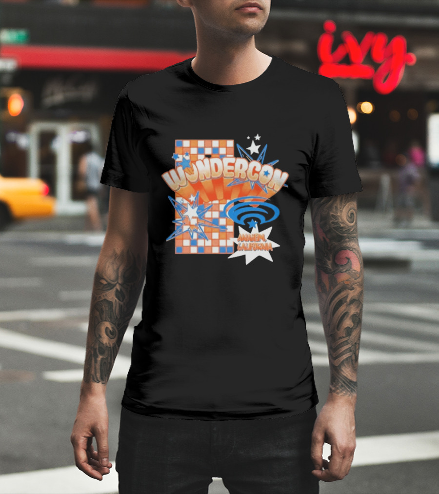 WonderCon Anaheim California 2026 Starburst Checkered T-Shirt