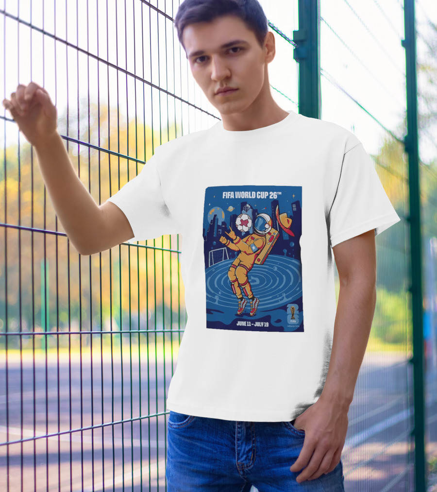 FIFA World Cup 2026 Astronaut In Houston June 11 July 19 Soccer Space T-Shirt