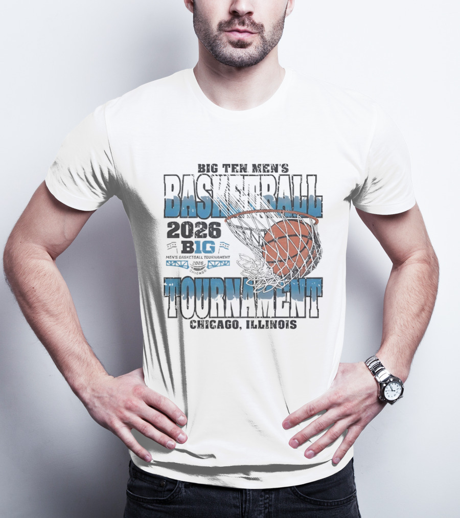 Big Ten Men's Basketball Tournament 2026 Chicago Illinois Basketball Net T-Shirt