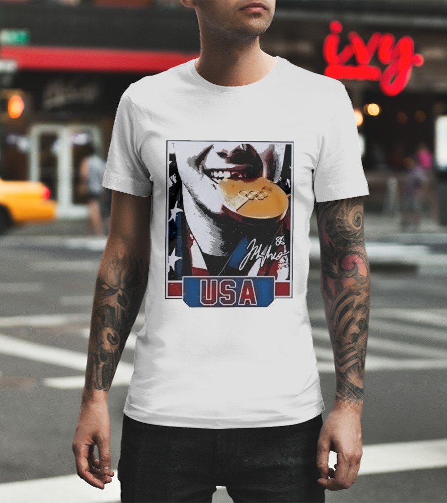 USA Gold Medal Hockey Jack Hughes Autograph 88 T-Shirt