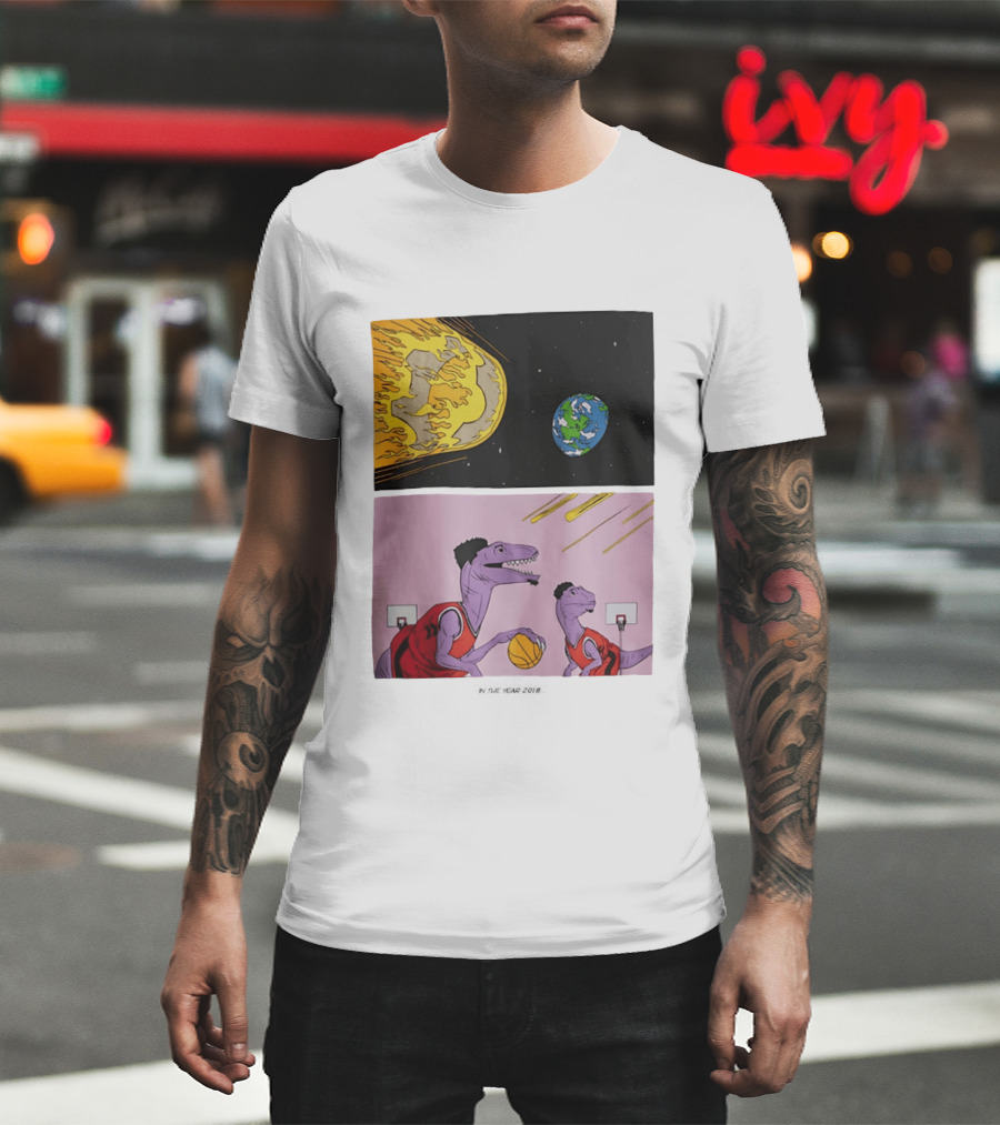 LeBron James Raptors Dinosaurs Meteor Basketball 2018 T-Shirt