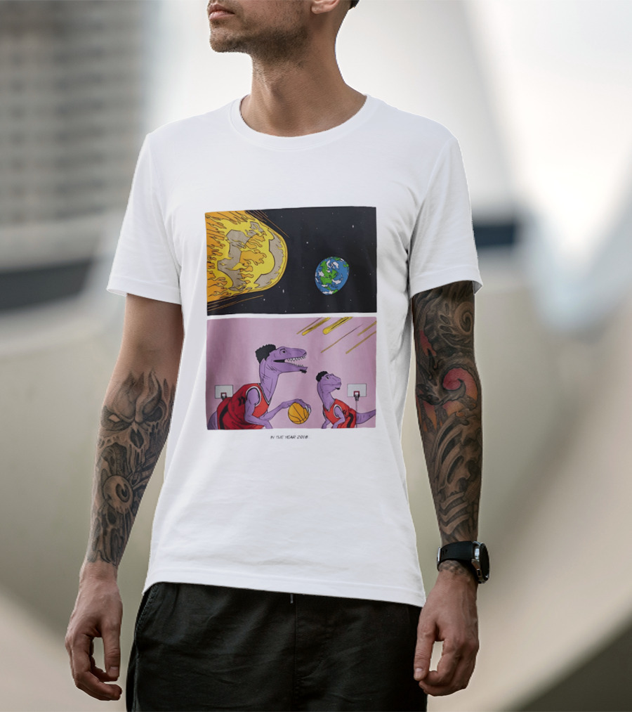 LeBron James Raptors Dinosaurs Meteor Basketball 2018 T-Shirt