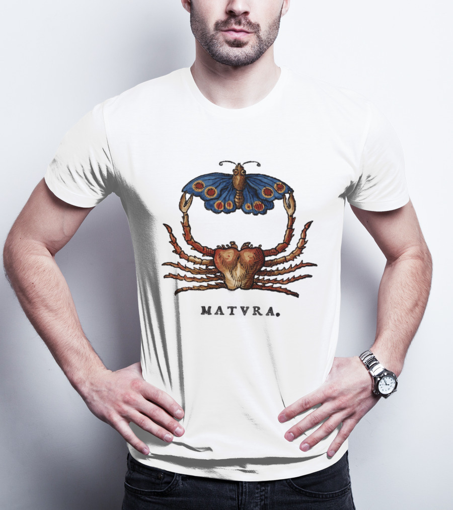 Matvra Crab And Butterfly Blue Wings T-Shirt