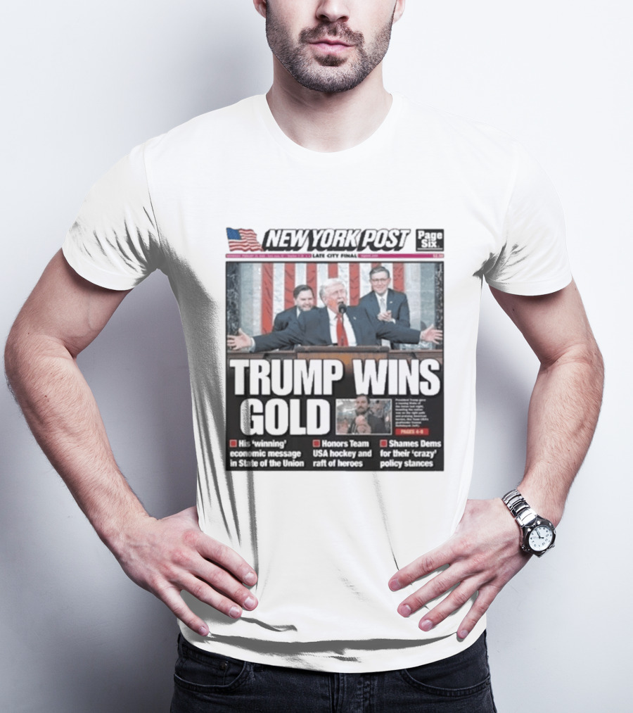 New York Post Trump Wins Gold State Of The Union Team USA Hockey T-Shirt