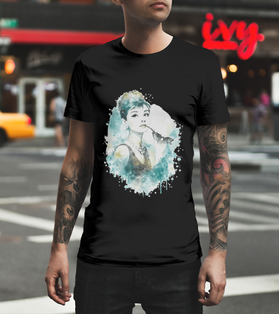 Mrs. Hepburn Watercolour Painting Aesthetic T-Shirt