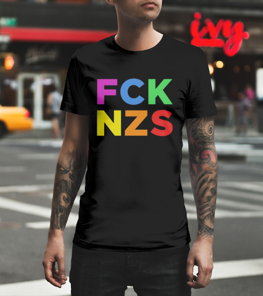 FCK NZS Rainbow Bold Block Letters T-Shirt