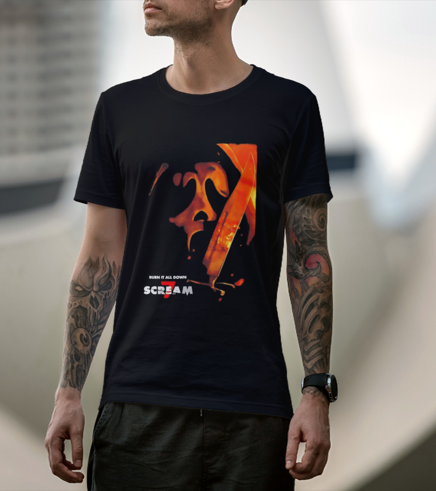 Scream 7 Ghostface Burn It Down Knife T-Shirt