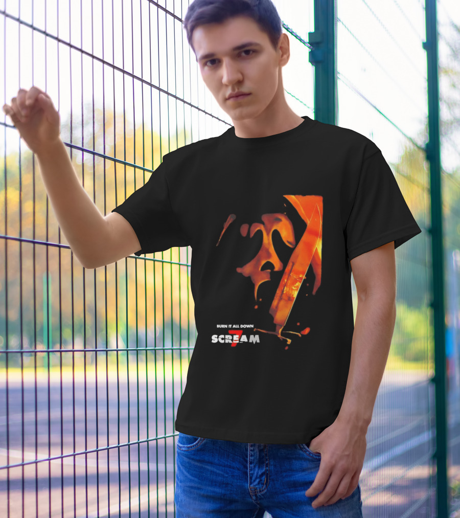 Scream 7 Ghostface Burn It Down Knife T-Shirt