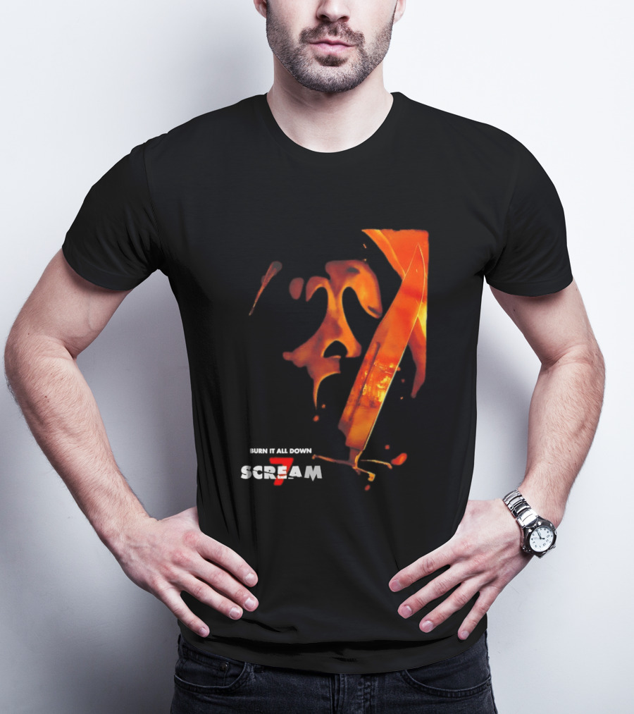 Scream 7 Ghostface Burn It Down Knife T-Shirt