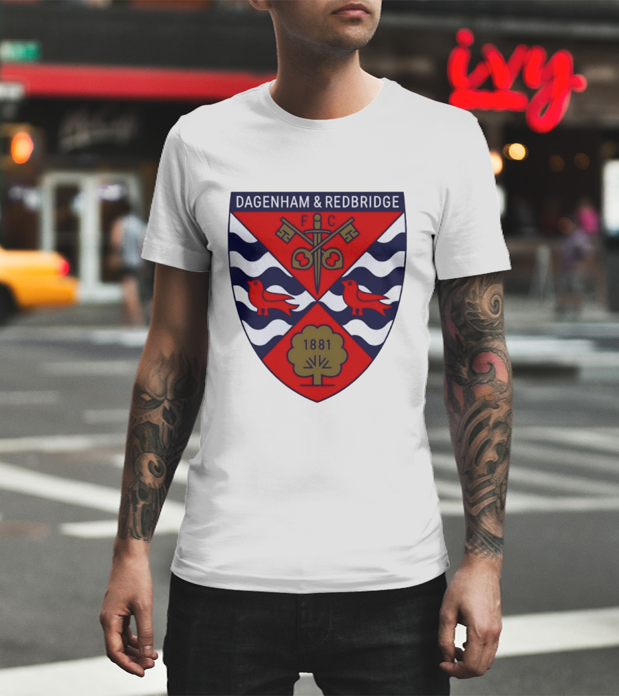 Dagenham Redbridge FC Crest 1881 Ravens Key Waves T-Shirt