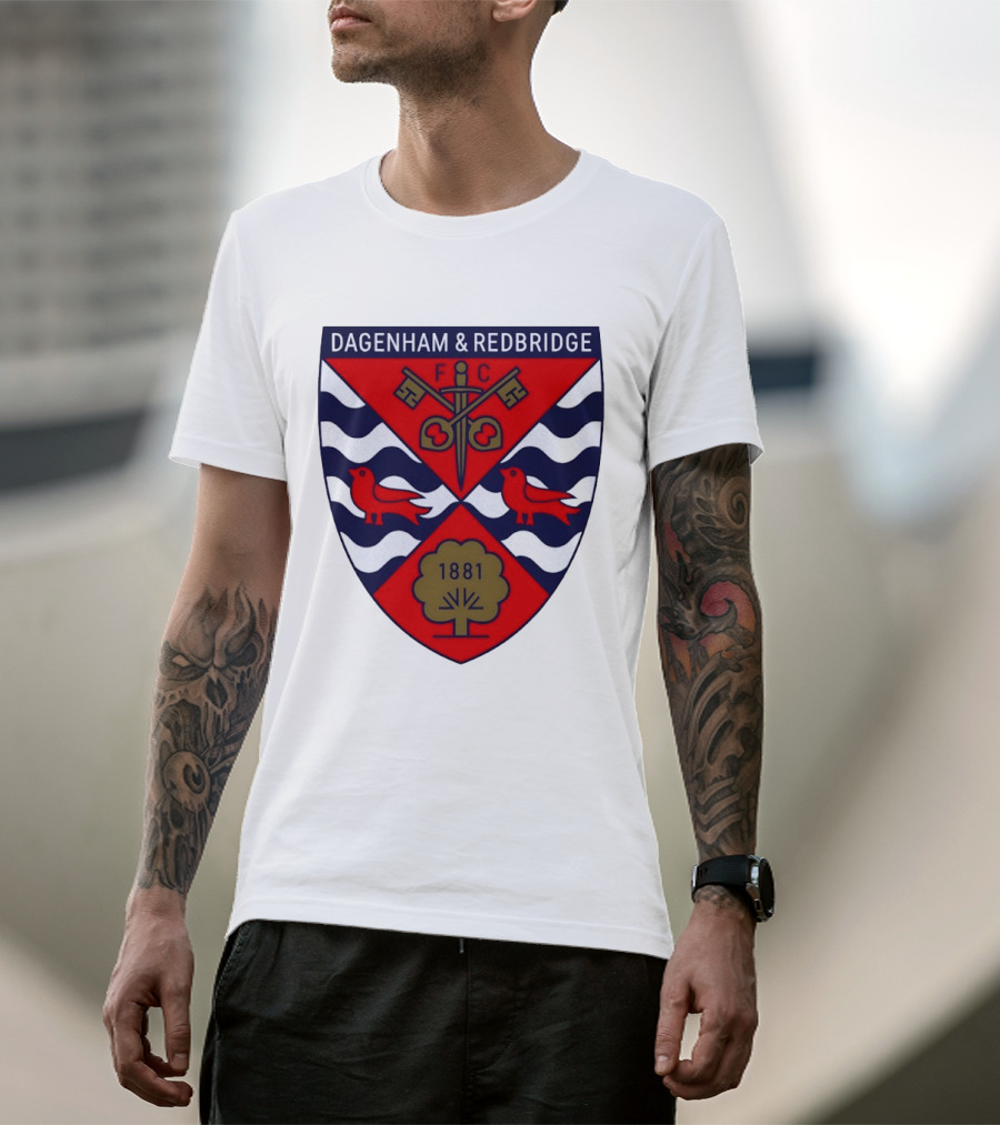 Dagenham Redbridge FC Crest 1881 Ravens Key Waves T-Shirt