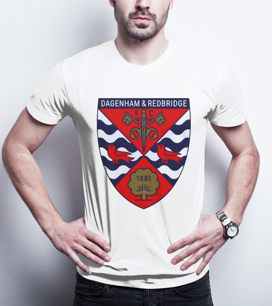 Dagenham Redbridge FC Crest 1881 Ravens Key Waves T-Shirt