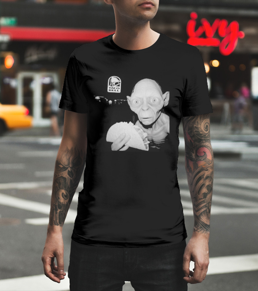Gollum Taco Bell Mashup Middle Earth Eats Fast Food Iconic Fusion T-Shirt