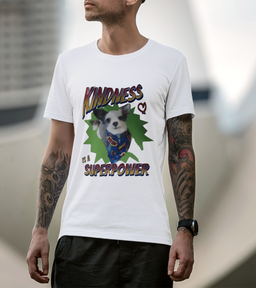 Kindness Is A Superpower Dog With Cape And Heart T-Shirt