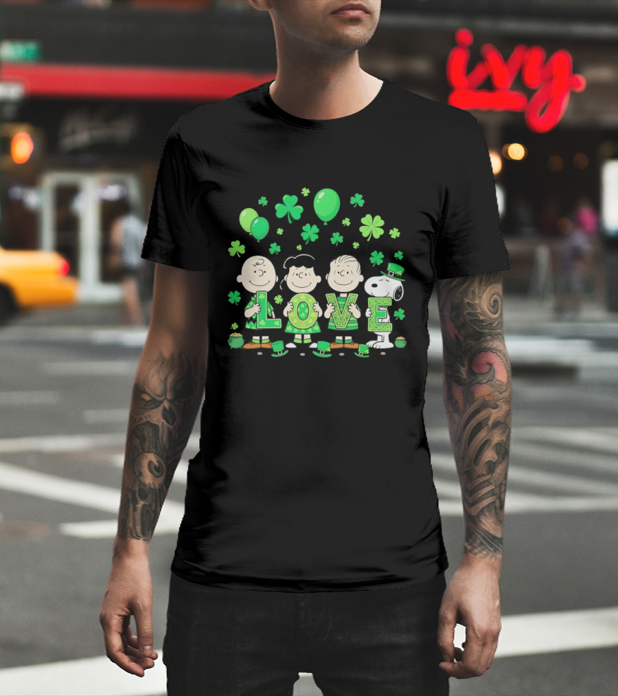 Snoopy Charlie Brown And Friends Love Shamrock St. Patrick's Day Celebration T-Shirt