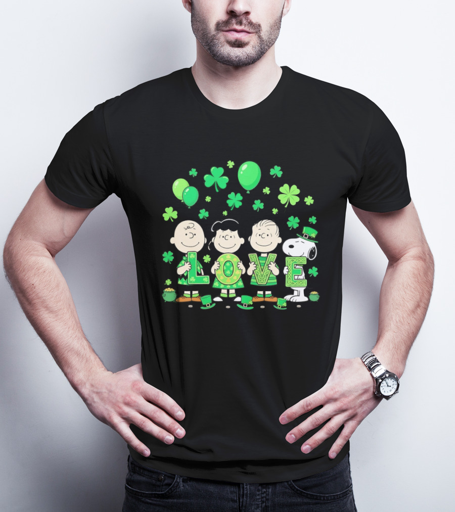 Snoopy Charlie Brown And Friends Love Shamrock St. Patrick's Day Celebration T-Shirt