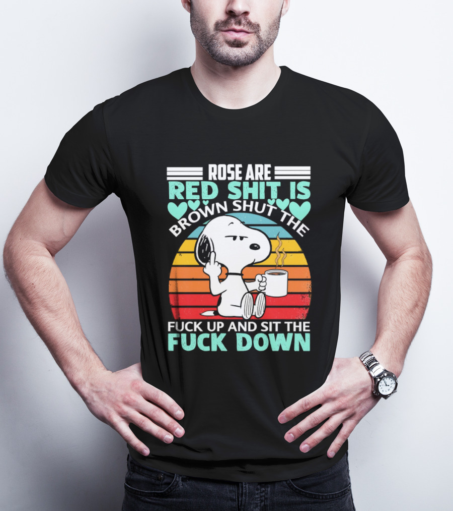 Snoopy Rose Are Red Sit Down T-Shirt