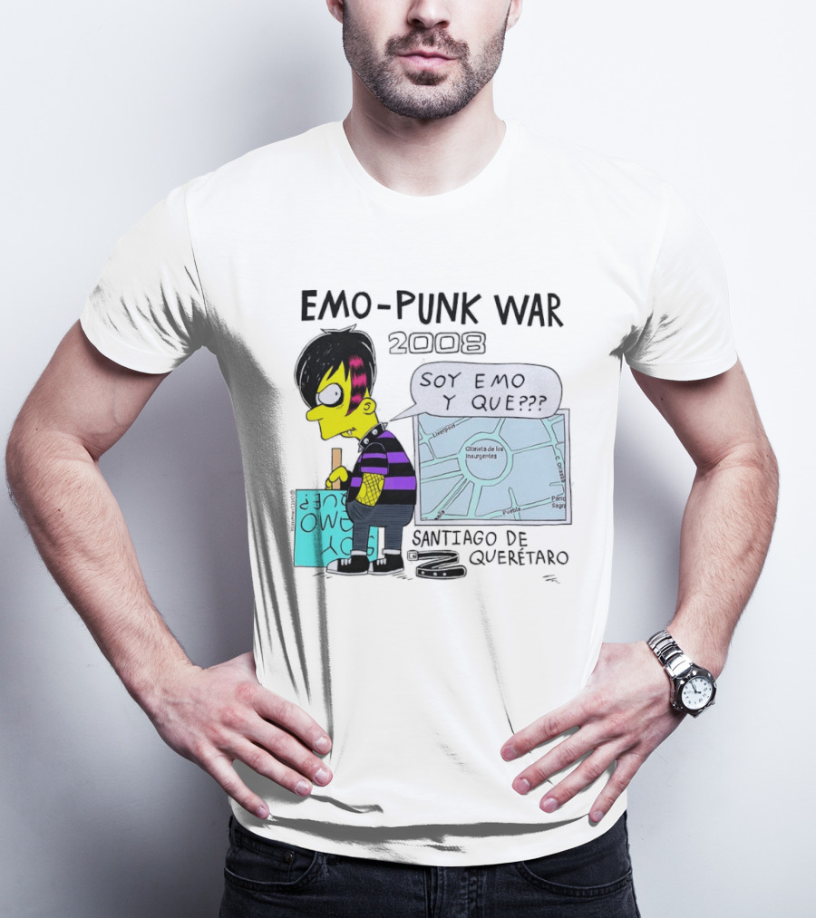 Emo Punk War 2008 Soy Emo Y Que Santiago De Queretaro Map Cartoon T-Shirt