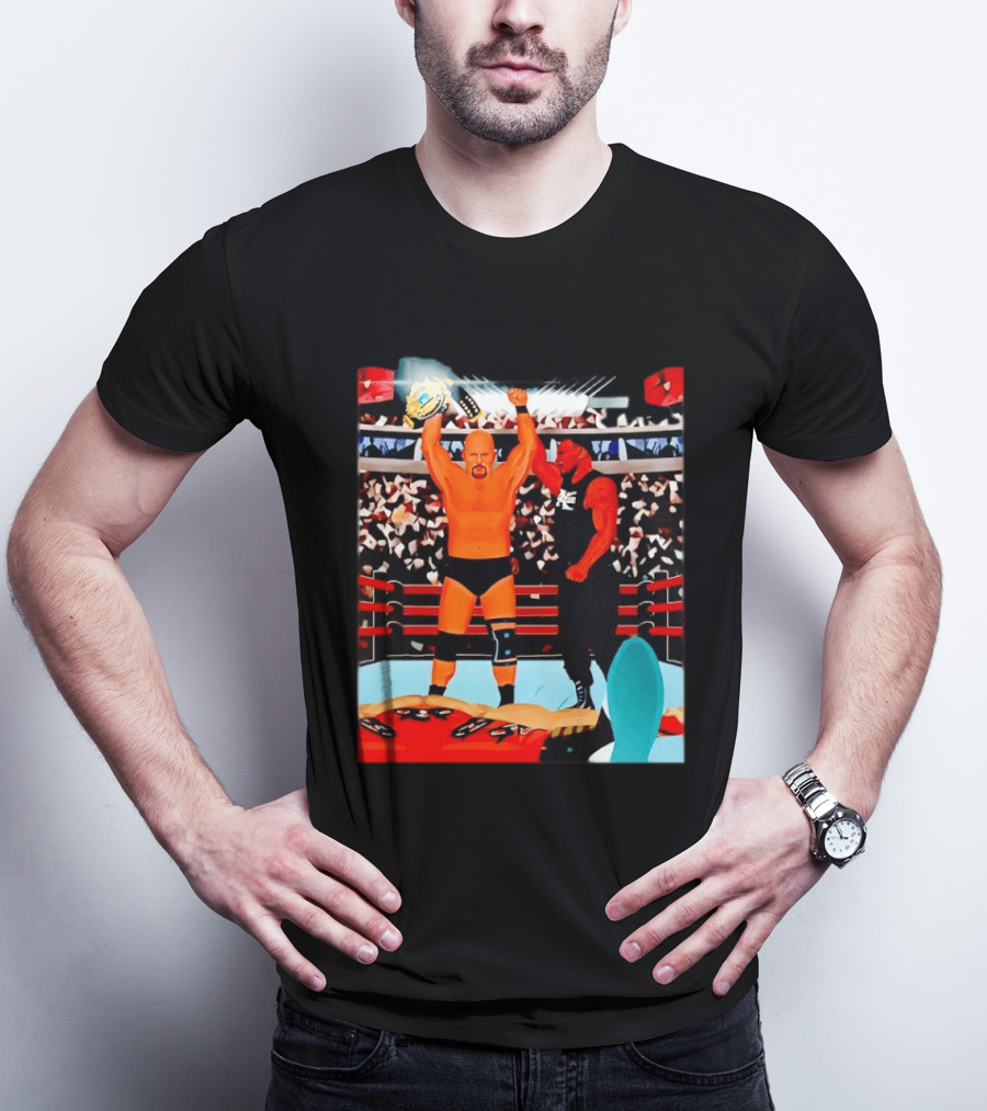 Stone Cold Steve Austin Championship Victory WWF Wrestling Arena Celebration T-Shirt