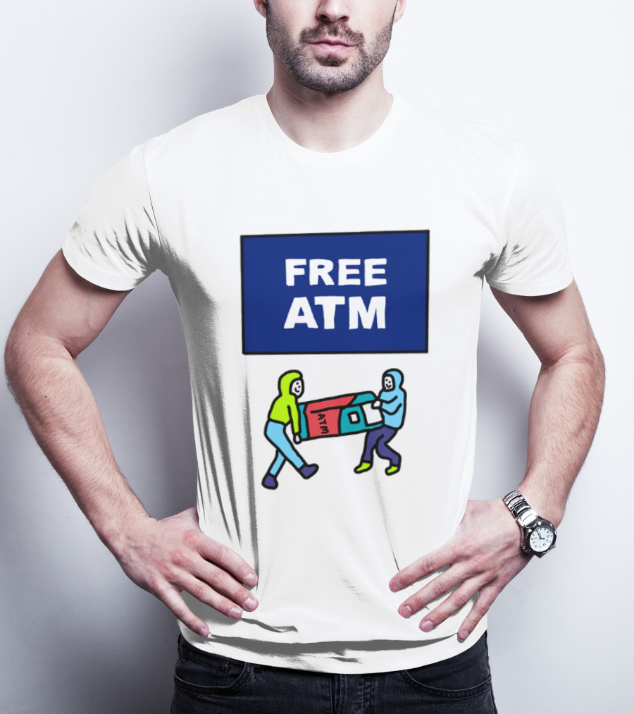 Free ATM Funny Cartoon Drawing T-Shirt