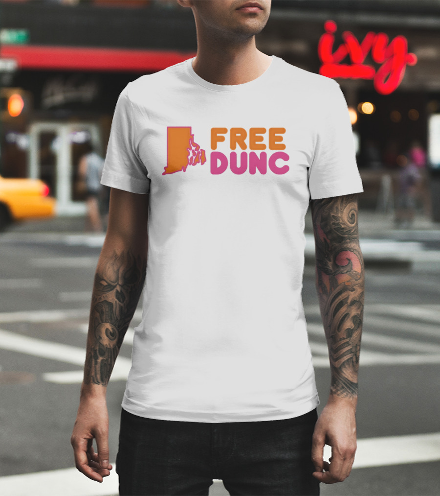 Rhode Island Outline Free Dunc Dunkin Donut T-Shirt