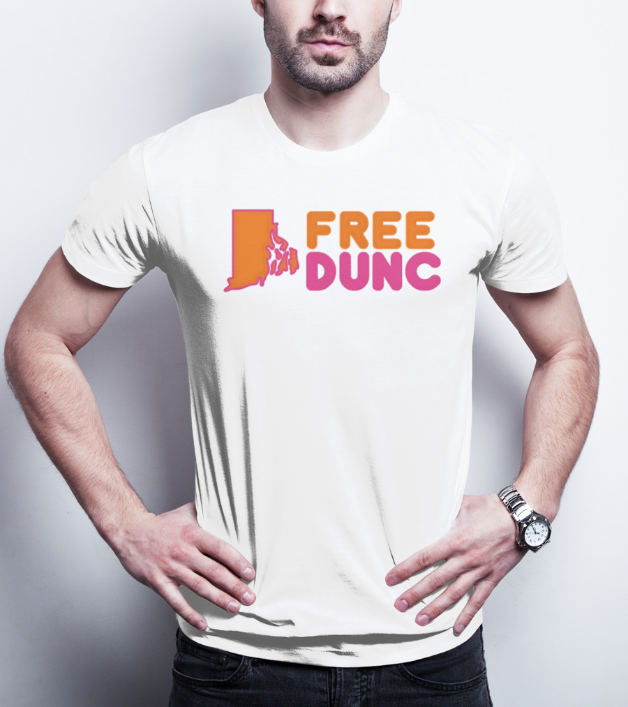 Rhode Island Outline Free Dunc Dunkin Donut T-Shirt