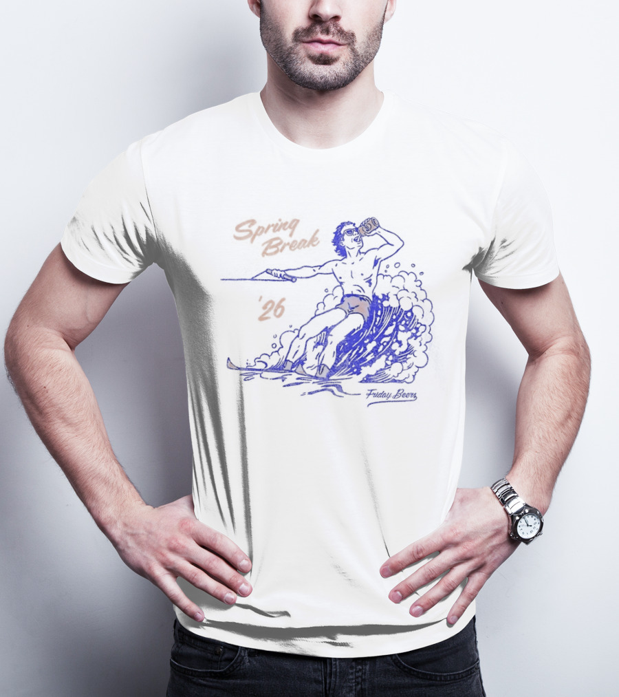 Spring Break 26 Man Surfing Drinking Friday Beers T-Shirt