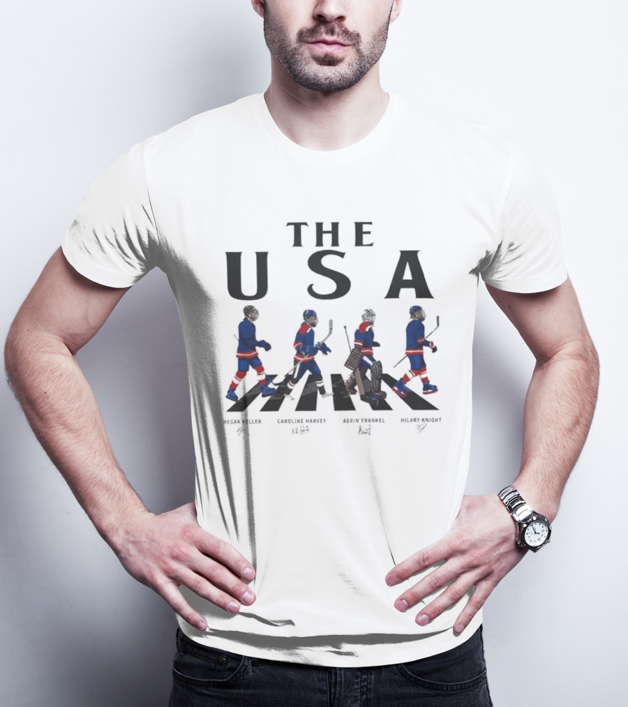 USA Women Ice Hockey Abbey Road Skaters Signatures T-Shirt