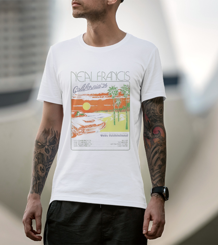 Neal Francis California Tour 2026 Sunset Palm Trees T-Shirt