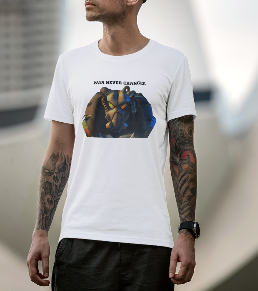 War Never Changes Enclave Power Armor Iconic Fallout Gaming T-Shirt