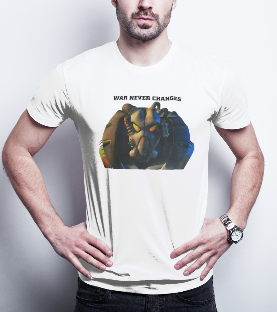 War Never Changes Enclave Power Armor Iconic Fallout Gaming T-Shirt