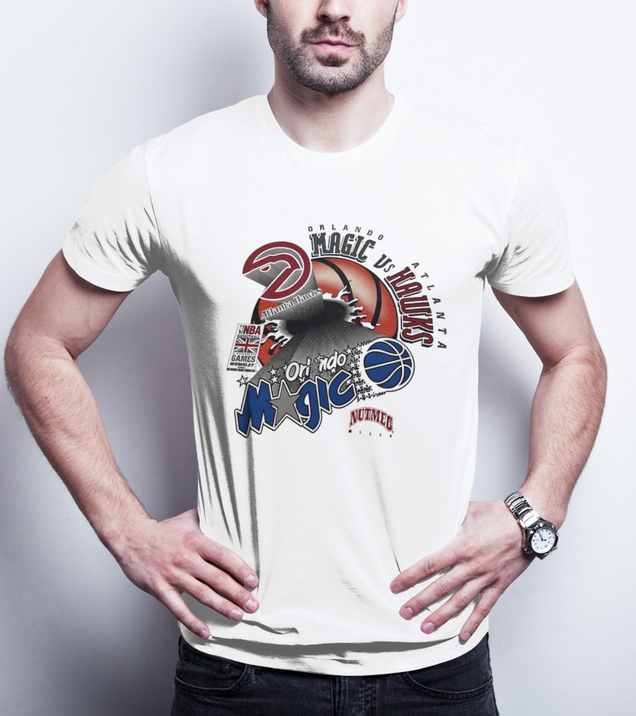 Orlando Magic Vs Atlanta Hawks NBA London 1993 Basketball Event T-Shirt